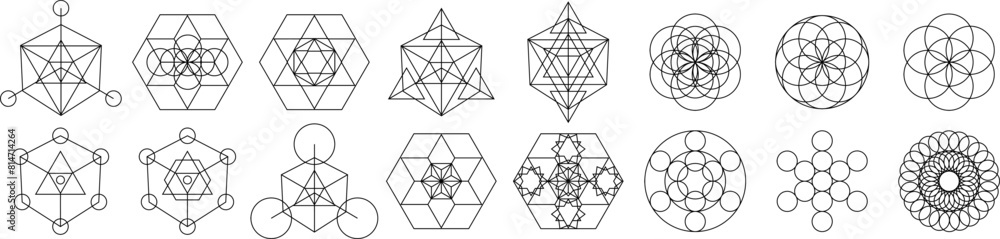 Set of abstract sacred geometry symbols. Magic symbol collection on ...