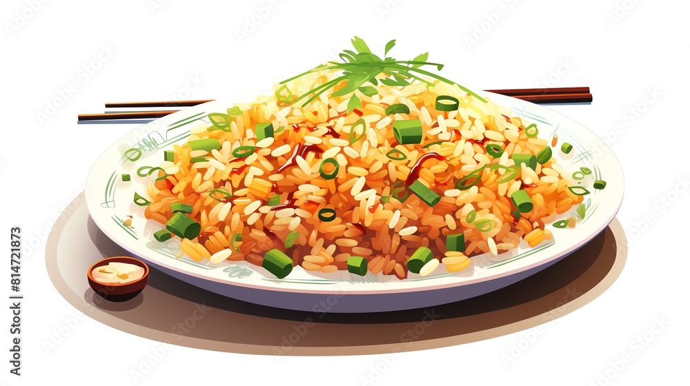 Egg fried rice showcase flat design side view breakfast theme animation ...