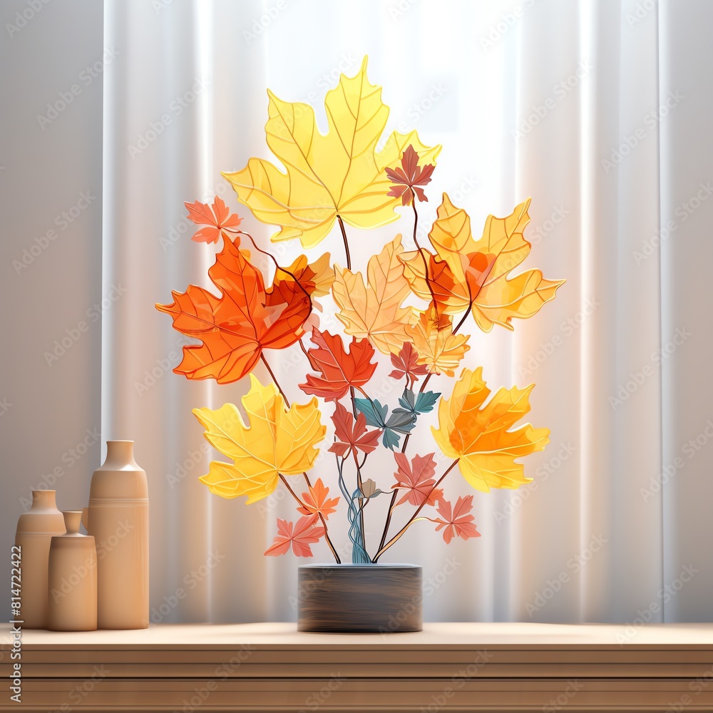 Maple leaf display flat design side view Canada theme 3D render ...