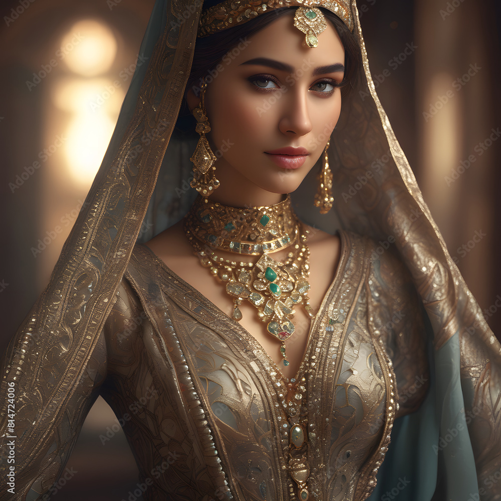 Beautiful young Arabian woman in luxurious traditional dress Stock ...