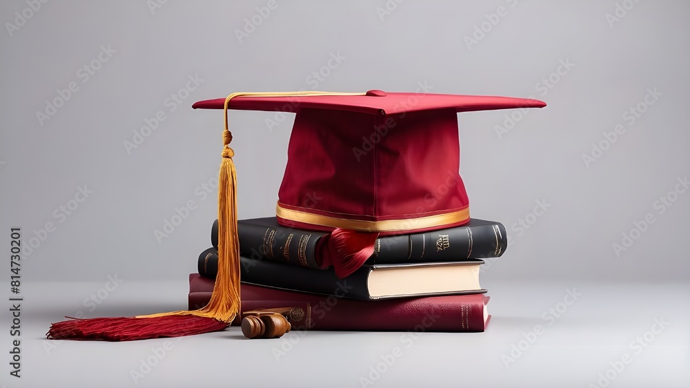 Cap graduation maroon background intelligence white background. Stock ...