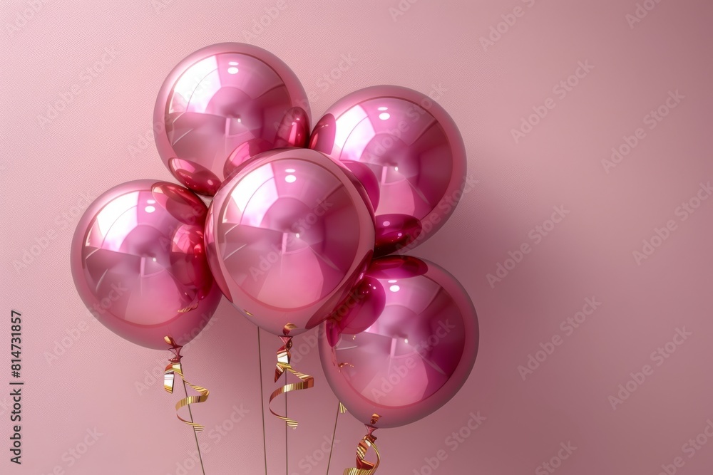 Elegant metallic pink balloons on a soft pink background, ideal for ...