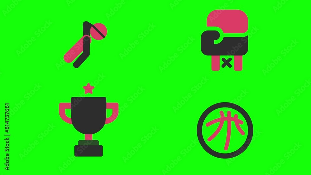 Vidéo Stock Animated icons for different sports with easy to cut green ...