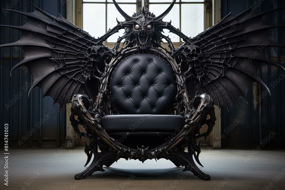 Majestic gothic-style throne chair with dragon design in an elegant ...
