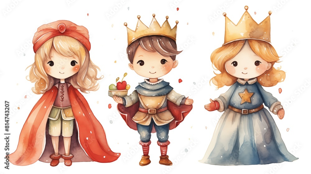 princess and prince artful watercolor nursery cute illustration ...