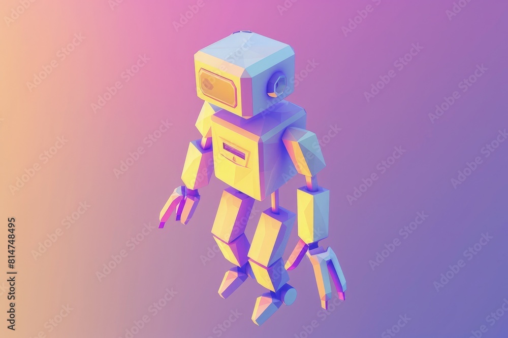 AI robot with geometric shapes, gradient background, concept of ...