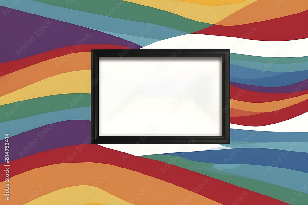 LGBT Pride Month rainbow wave flag frame background design. Stock ...
