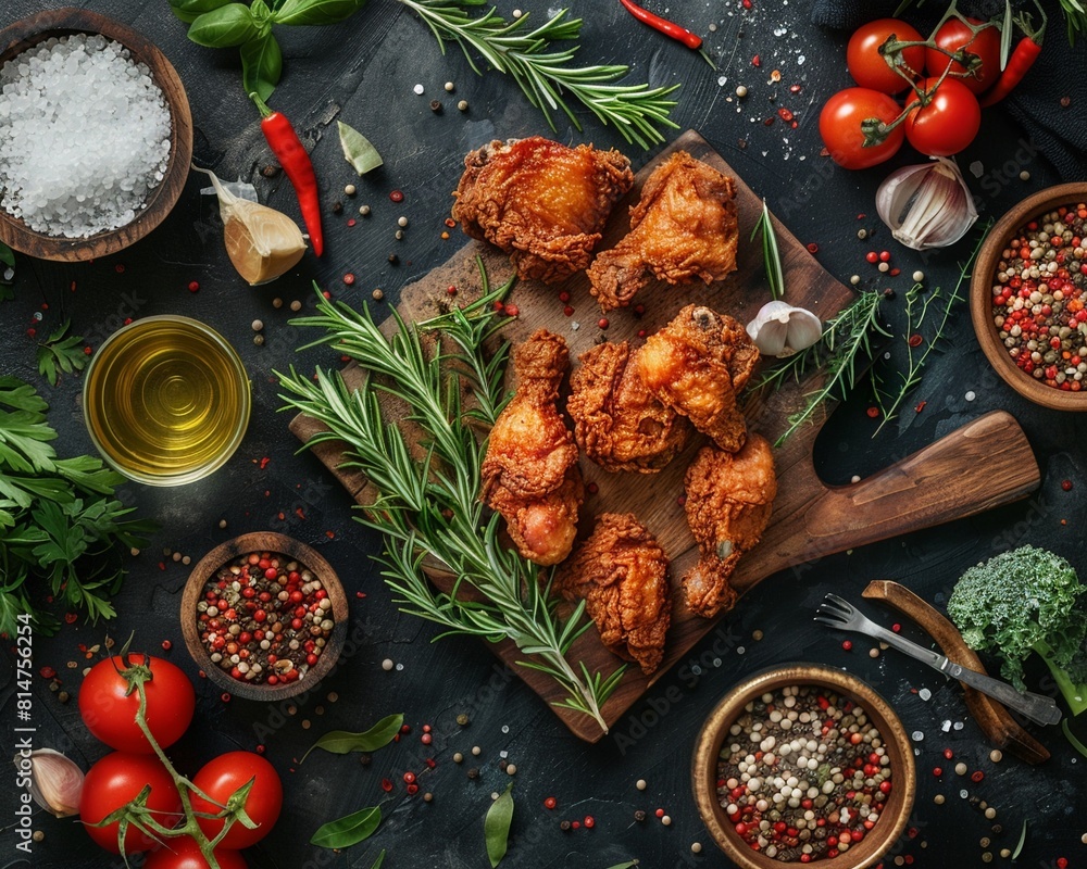 Foto de Create a mood board featuring images of fried chicken, kitchen ...