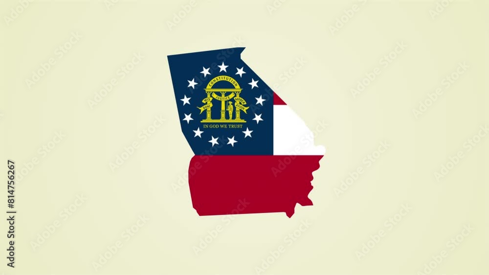 Georgia state flag United States map outline zoom in animation Stock ...