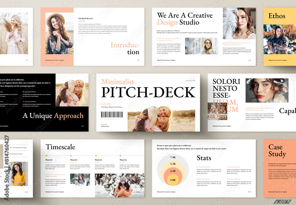 Minimalist Pitch Deck Presentation Template Stock Template | Adobe Stock