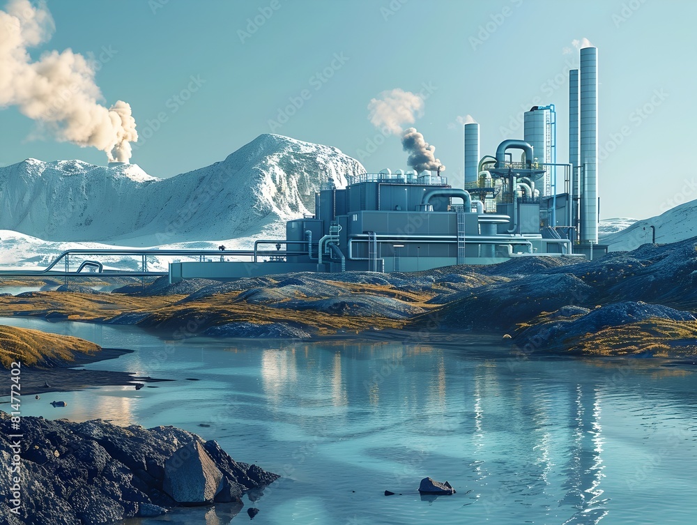 ภาพประกอบสต็อก Harnessing Geothermal Energy A Sustainable Power Plant ...