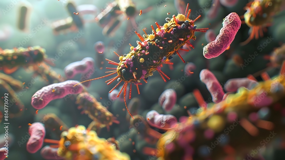 Colorful Microscopic Image of Bacteria Producing Biogas from Organic ...