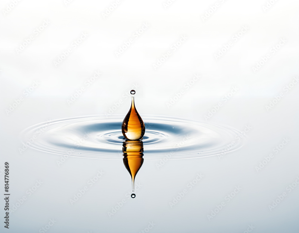 Golden liquid droplet isolated on transparent,yellow drop of fuel or ...