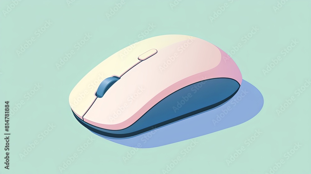 Minimalist wireless computer mouse in pastel shades of pink and blue ...