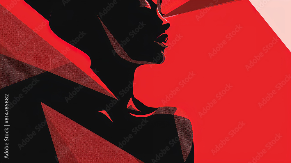 An abstract representation of feminine strength, with bold shapes and ...