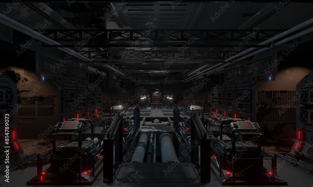 General base of operations an abandoned interior with corridor in ...