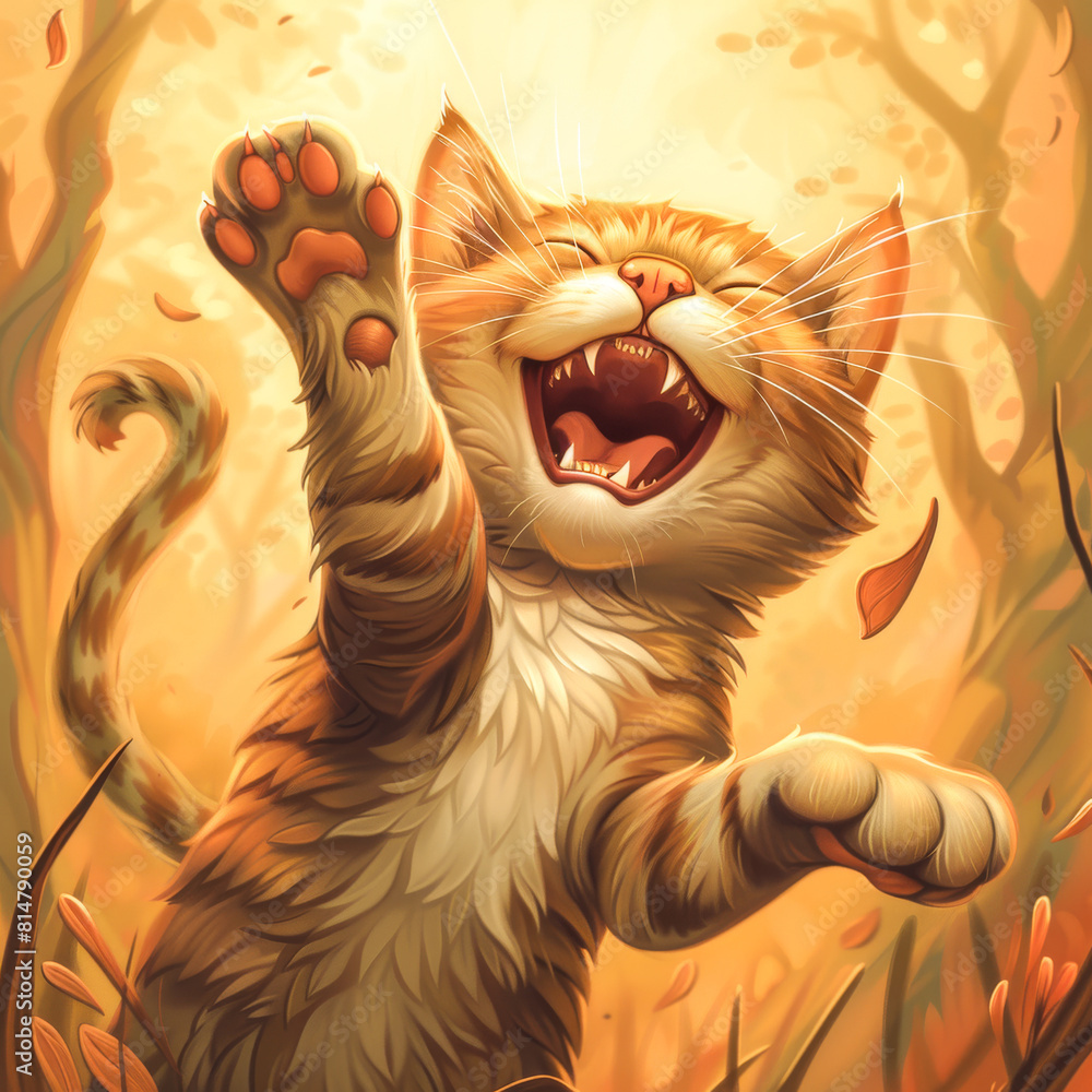 Goofy Cartoon Caricature of a Kitten. Generated Image. A digital ...