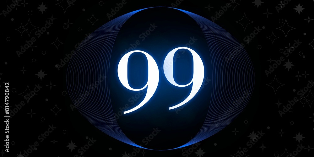 Number 99. Banner with the number ninety nine on a black background and ...