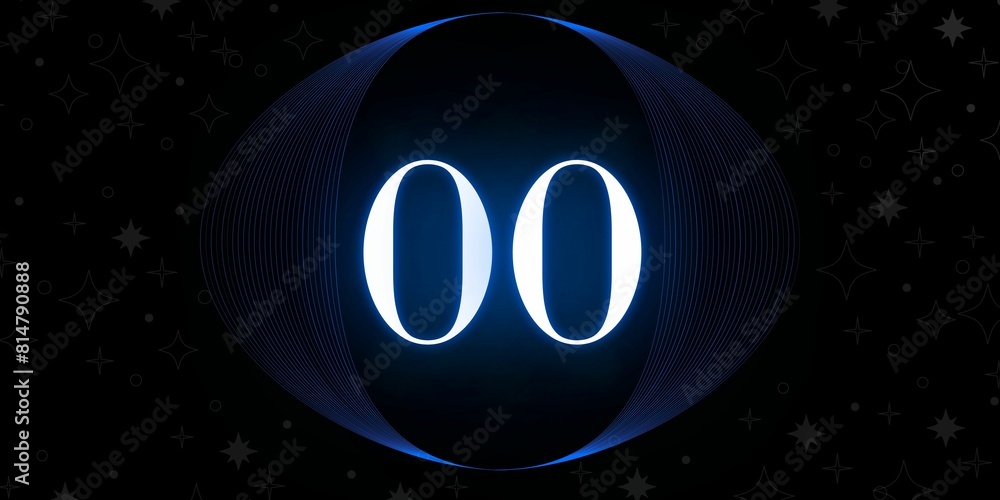 Number 00. Banner with the number zero on a black background and white ...