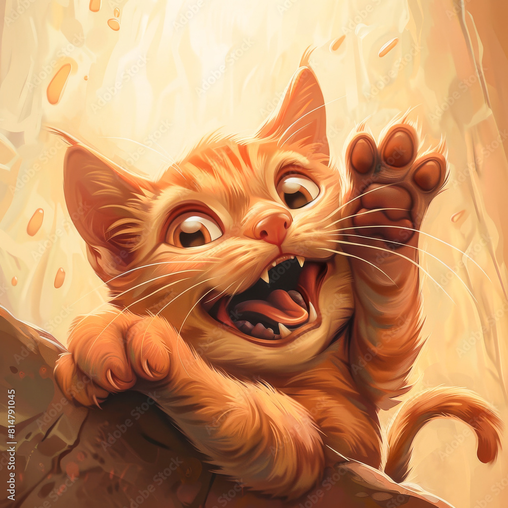 ภาพประกอบสต็อก Goofy Cartoon Caricature of a Kitten. Generated Image. A ...