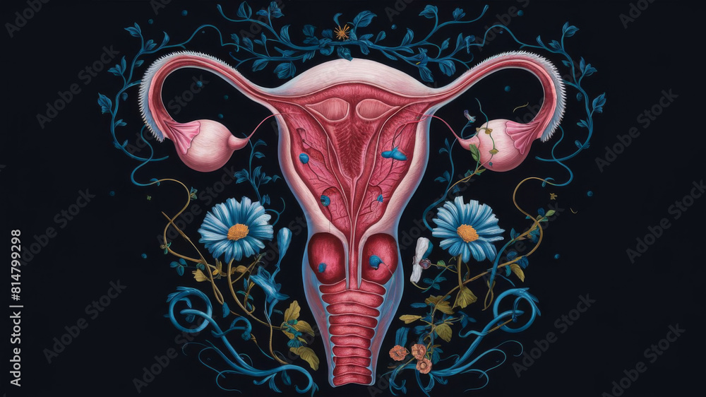 Flowering of femininity: floral illustration of the female reproductive ...