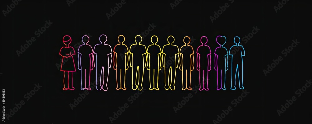 Group of people icon with multiple color line. Human Resource ...
