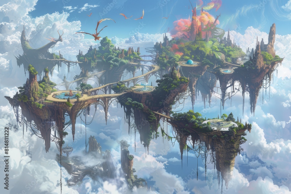 Ethereal Floating Isles: A Magical World Above the Clouds Stock ...