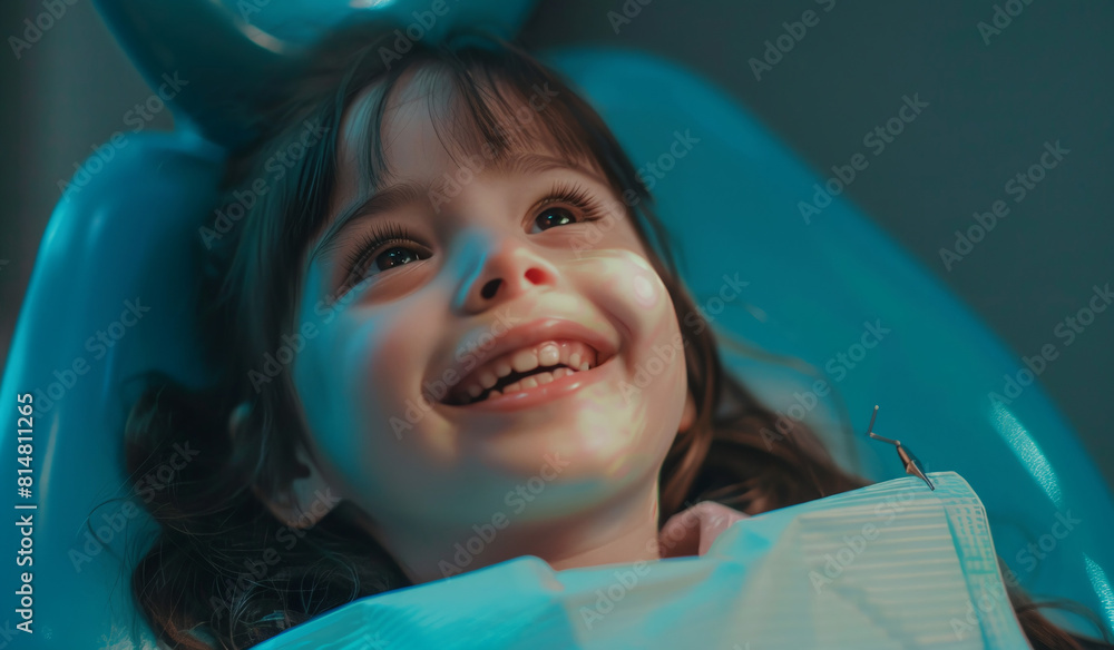 Little girl at a Children's dentistry for healthy teeth and beautiful ...