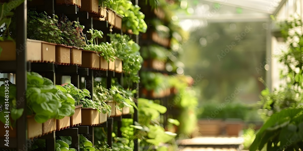 Multi-layered Vertical Hydroponic Tower Farm in a Greenhouse. Concept ...