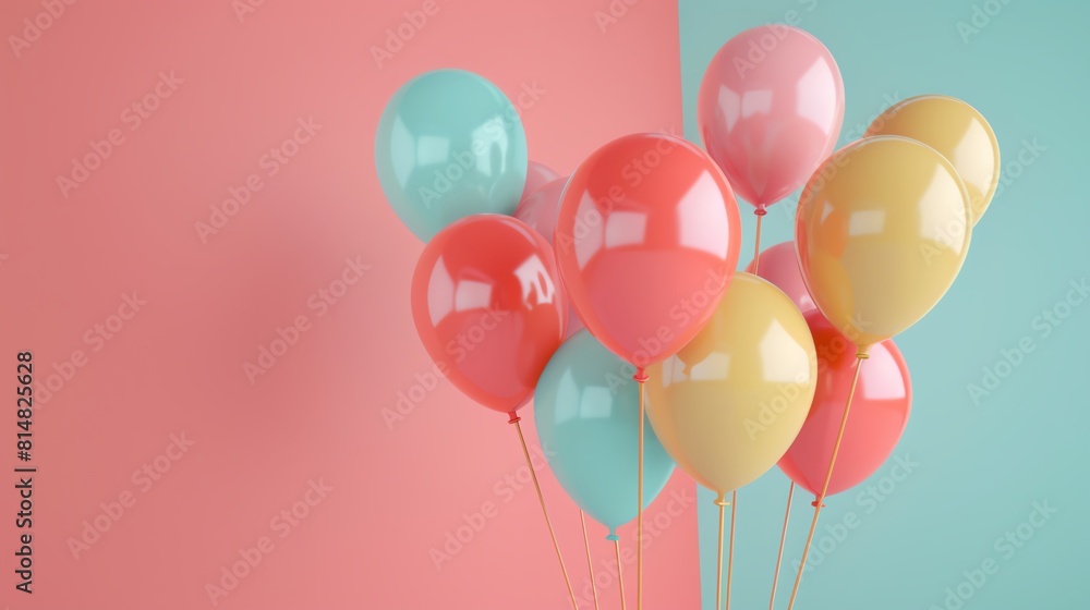 Balloon bouquet flat design, top view, balloon theme, 3D render ...