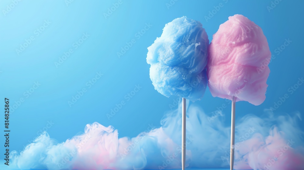 Blue cotton candy flat design, front view, cotton candy theme ...