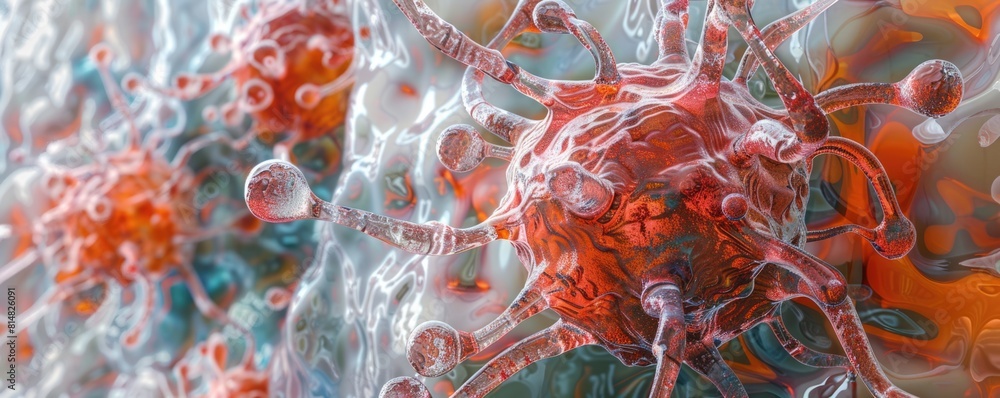 Leukemia Cell. Top View A highly detailed 3D rendering of a leukemia ...