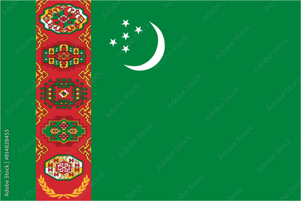 Turkmenistan official flag vector with standard size and proportion ...