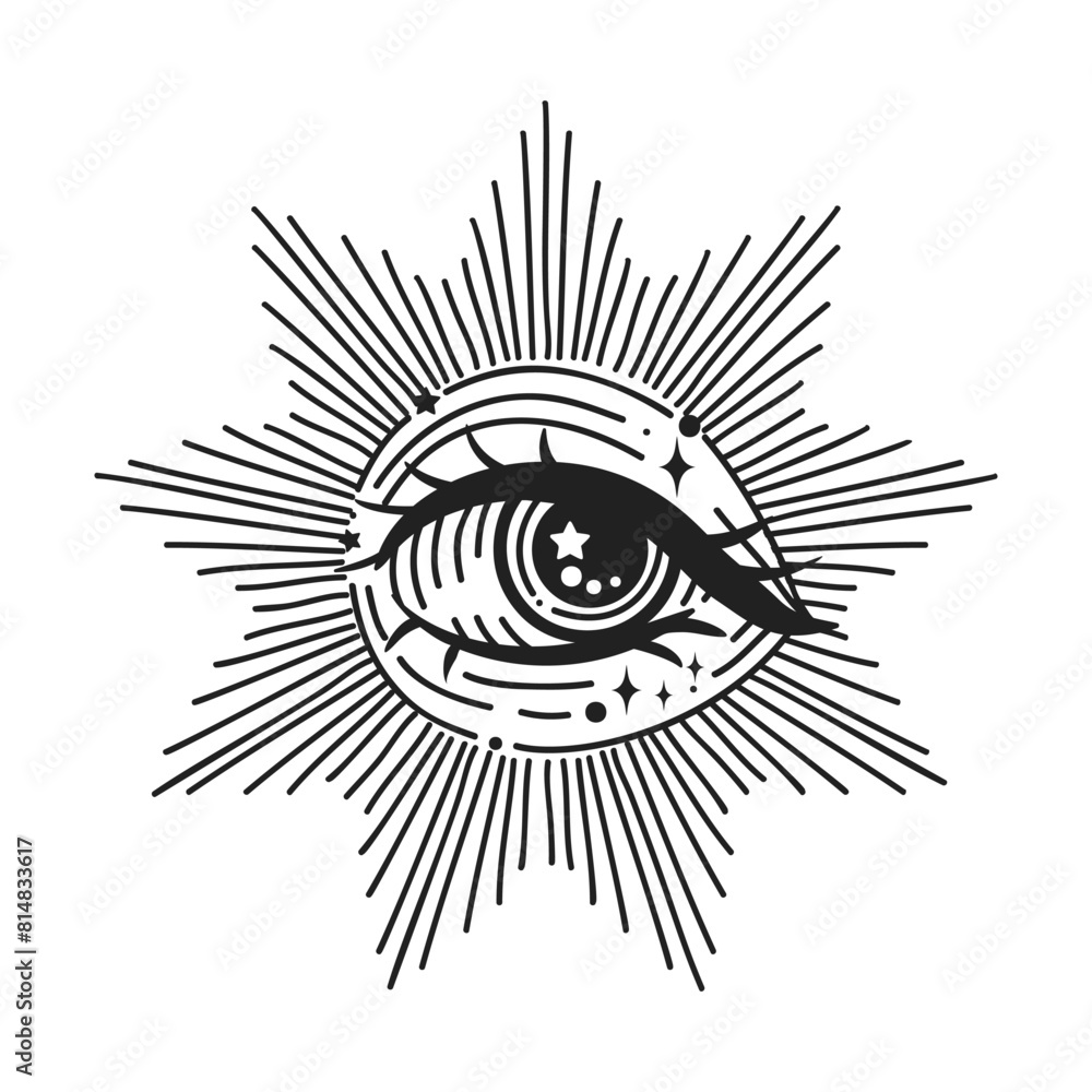 Evil eye. Eye of Providence. Lineart Vector illustration. Magic ...