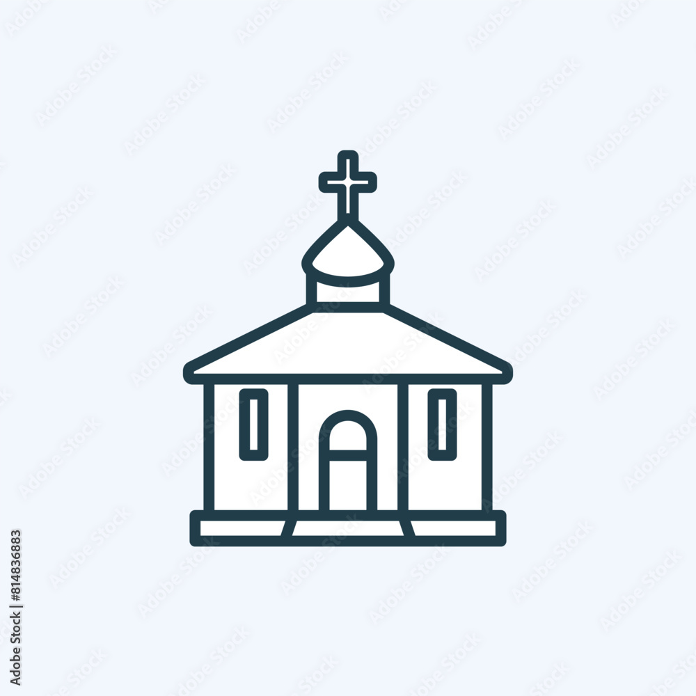 Christian church flat icon. Catholic and Orthodox religion concept ...