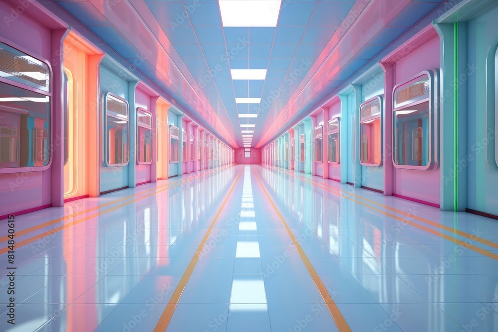 School corridor monitoring, front view, student activity watch ...