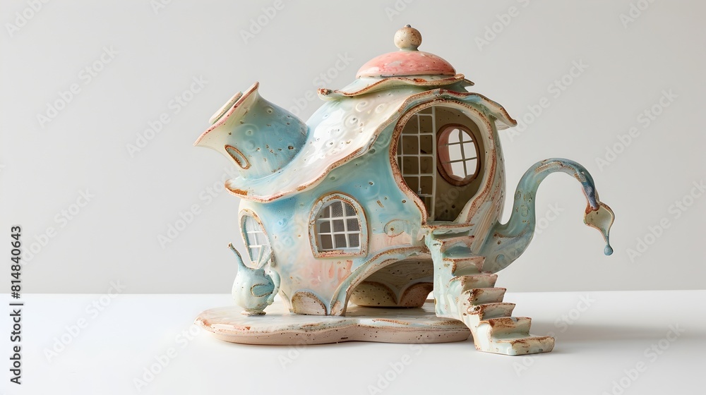 Whimsical Miniature Fantasy House with Ornate Architectural Details and ...