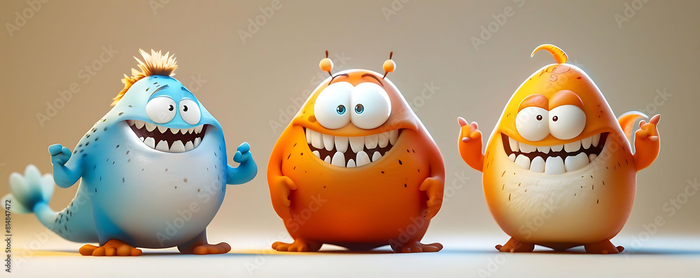 cartoon character characters with yellow and white teeth and orange ...