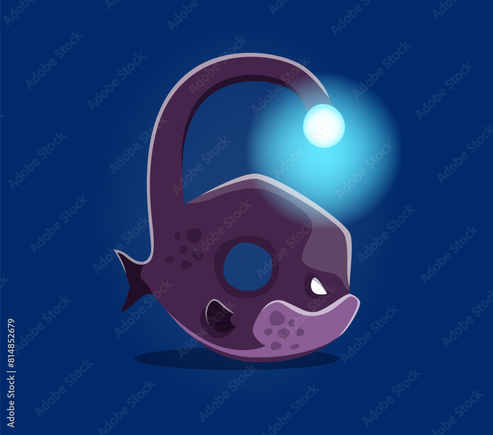Underwater sea animals in font, undersea type of number 6 anglerfish ...