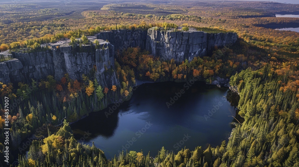 Aerial view of the Sleeping Giant Provincial Park in Ontario, Canada ...