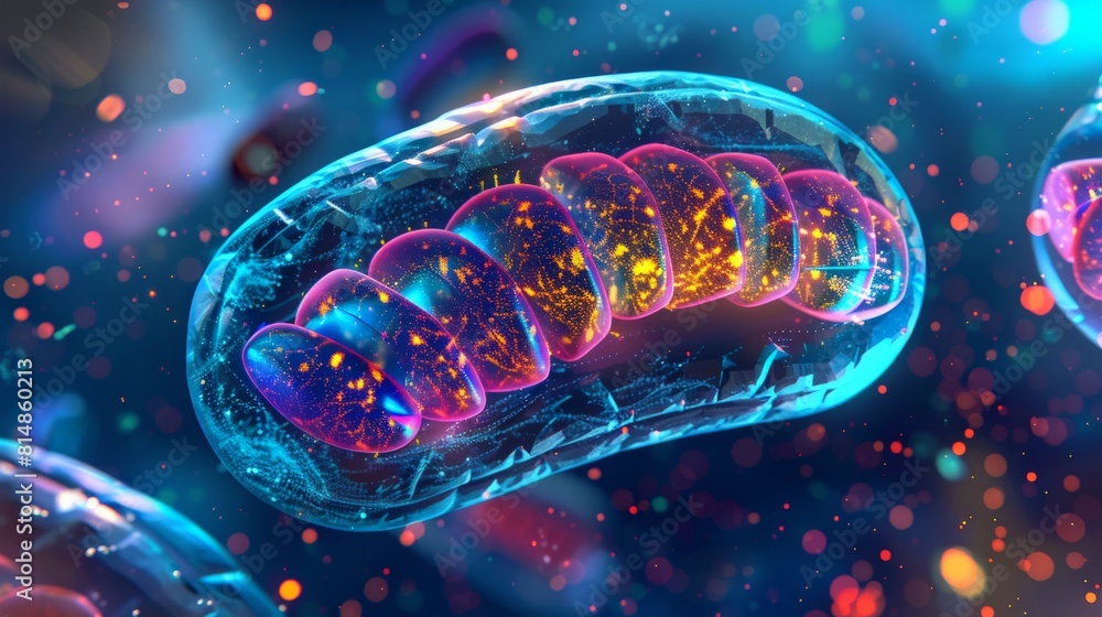 Cross-sectional illustration of a mitochondria,It has an internal ...