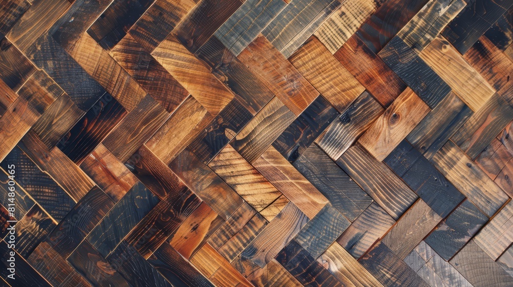 High-resolution overhead shot of reclaimed wood flooring, emphasizing ...