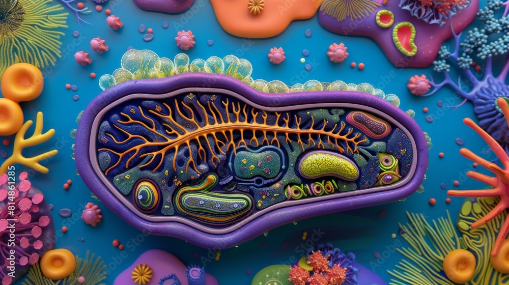 Cross-sectional illustration of a mitochondria,It has an internal ...