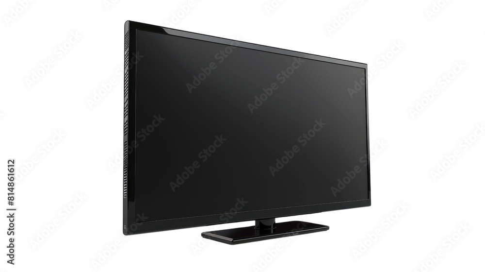 Black LED tv television screen blank isolated on transparent and white ...