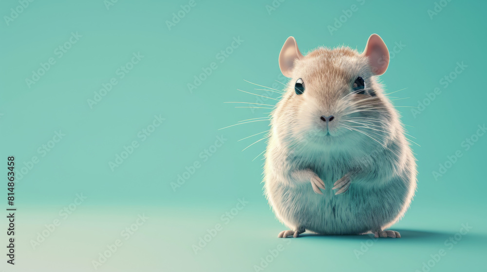 Adorable gerbil model captured in a lifelike pose on a soft blue ...