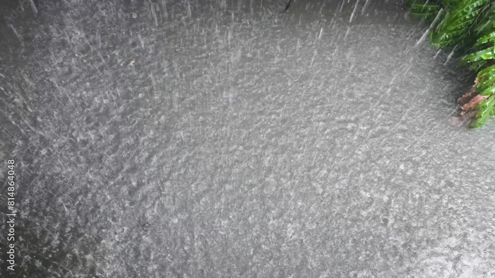 Vidéo Stock A strong storm outside. Top view of a shower with hail ...