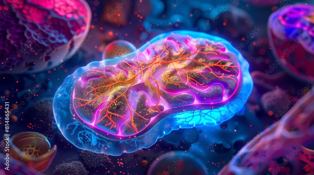 Cross-sectional illustration of a mitochondria,It has an internal ...