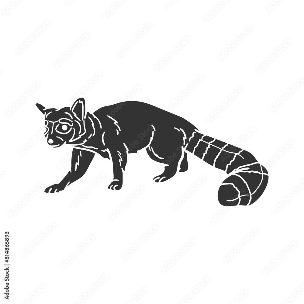 Ring Tailed Cat Icon Silhouette Illustration. Animals Vector Graphic ...