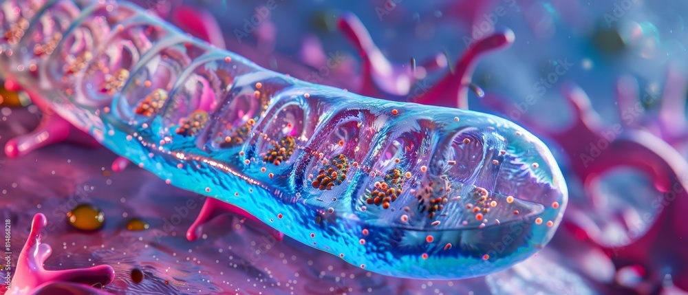 Cross-sectional illustration of a mitochondria,It has an internal ...