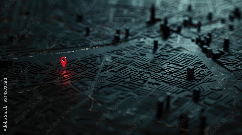 Location pin icon on earth city urban map indicating the location and ...